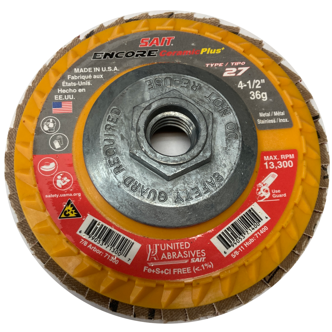 United Abrasives Encore Ceramic Plus – Type 27 Regular Density Flap Di – Arc Solutions, LLC