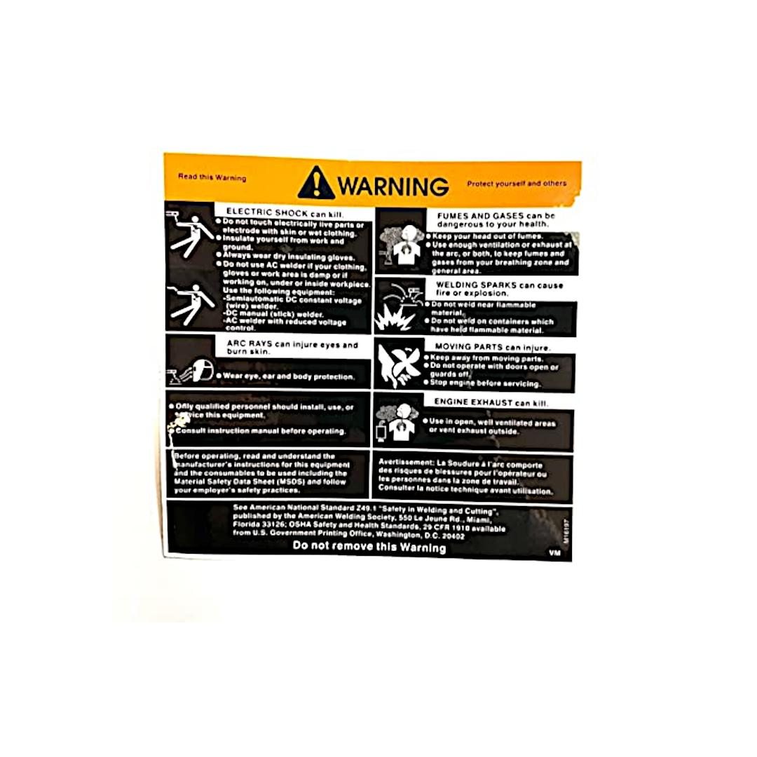 Lincoln Electric Decal Warning 9SM16197 – Arc Solutions Inc